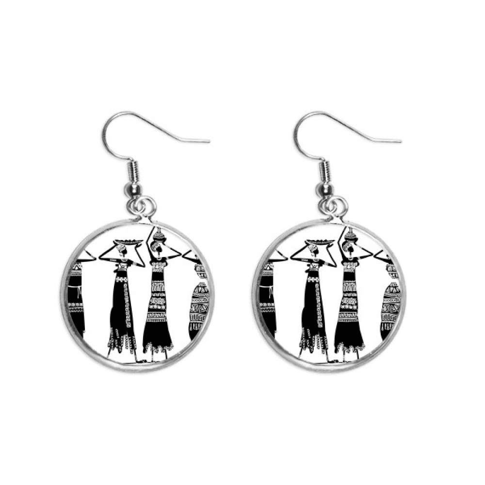 pritive afdresses aboriginal black totems ear dangle silver drop ear ...