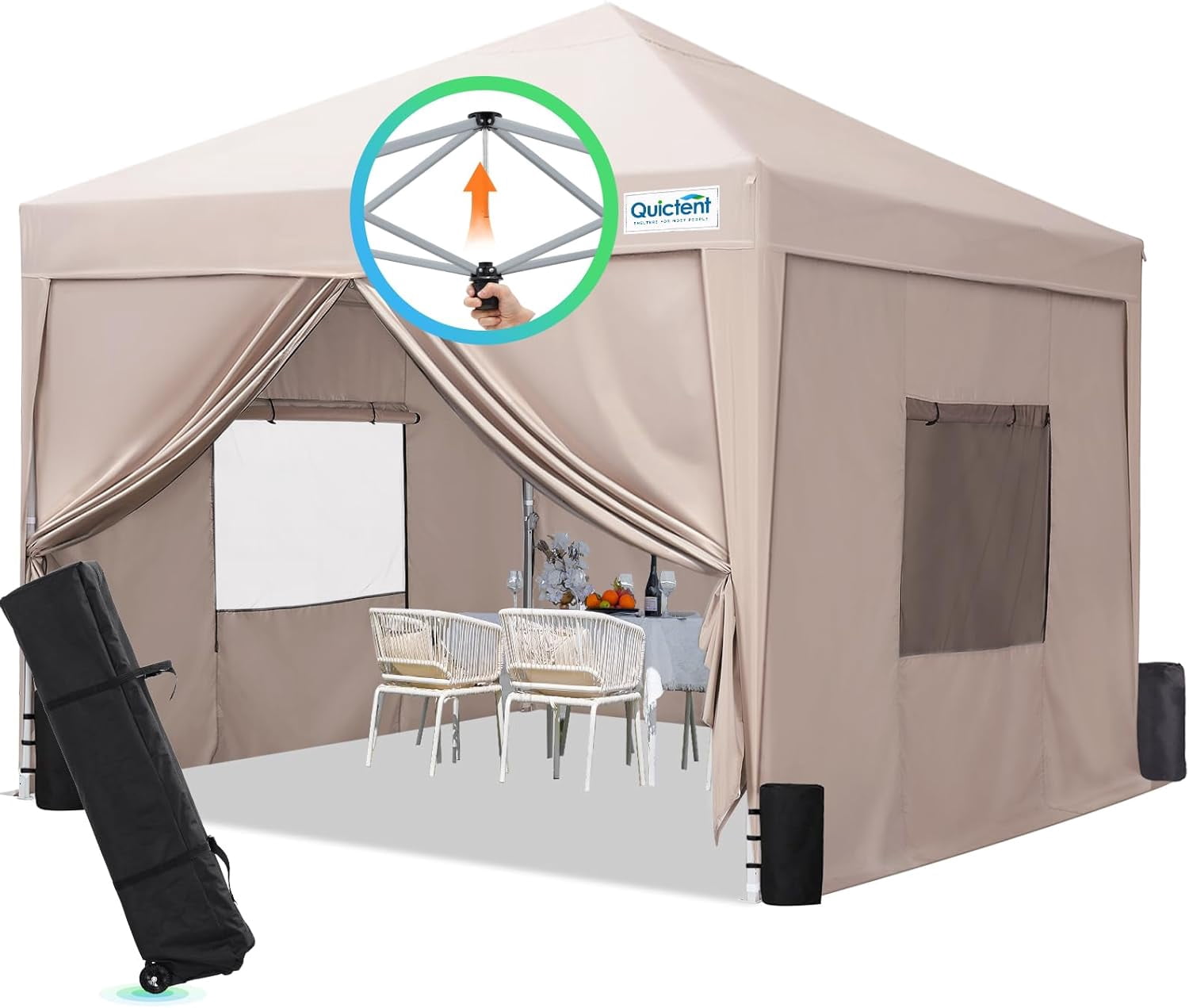 Privacy 8x8 Pop up Canopy Tent with Sidewalls and Roll-up Ventilated ...