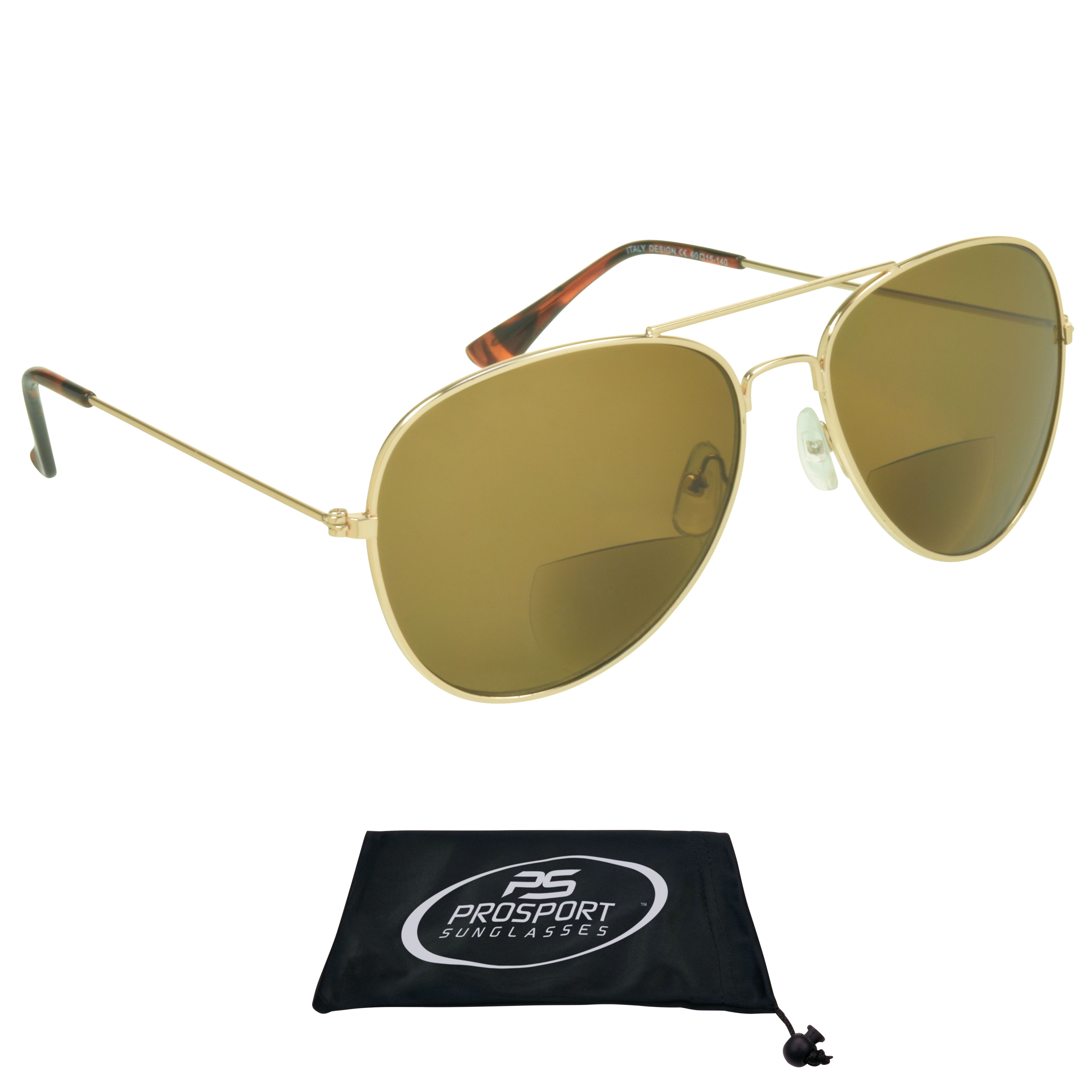 proSPORT Aviator Bifocal Sunglass Reader Men Women Gold Frame Brown ...