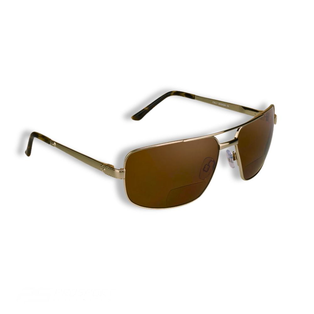 proSPORT Aviator Polarized Bifocal Sunglass Reader Gold Frame Brown ...