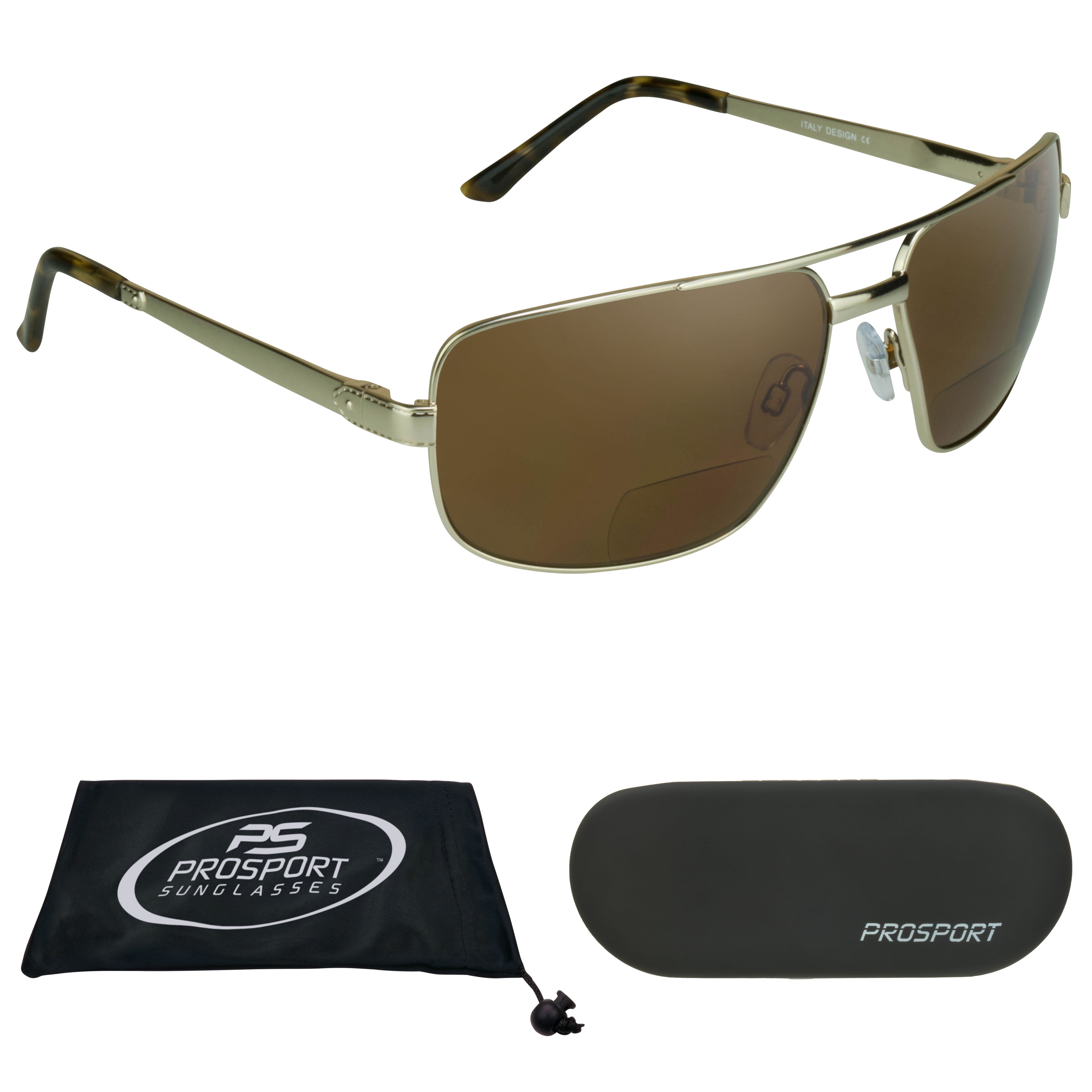 proSPORT Aviator Polarized Bifocal Sunglass Reader Gold Frame Brown ...