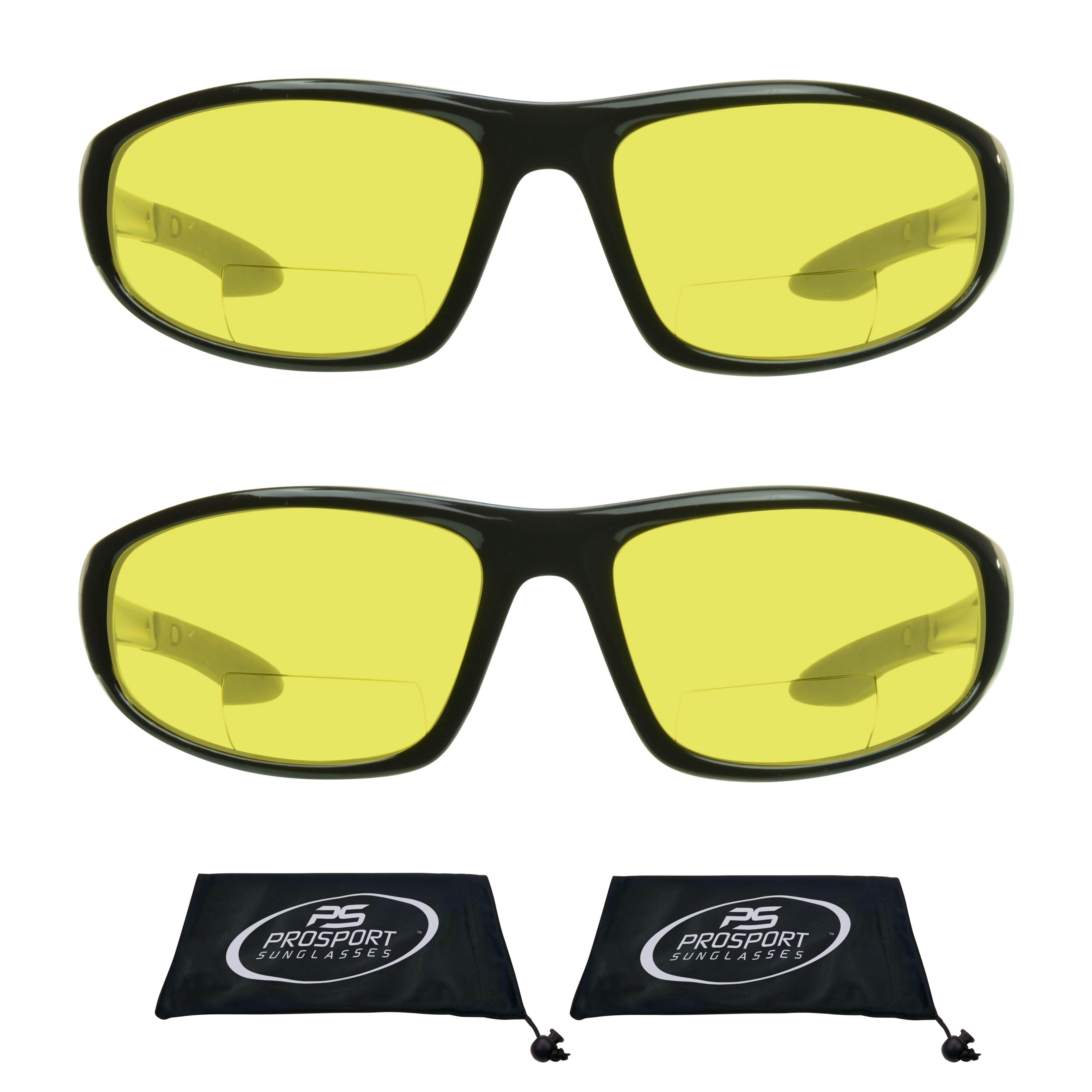 proSPORT BIFOCAL Safety Glasses Reader Night Yellow Sport Men & Women 2 ...