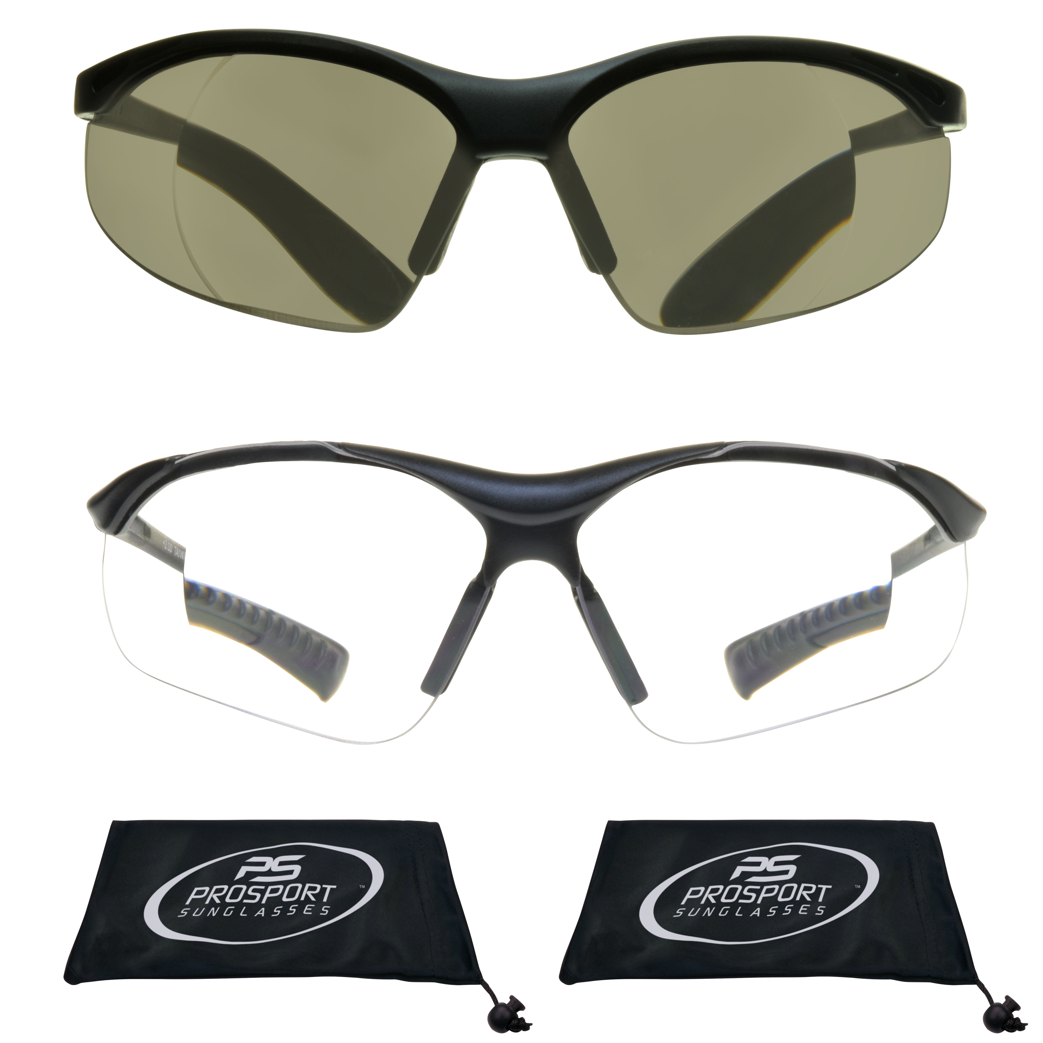 proSPORT Safety Readers Reading Glasses Wrap Men Women Black & Clear ...