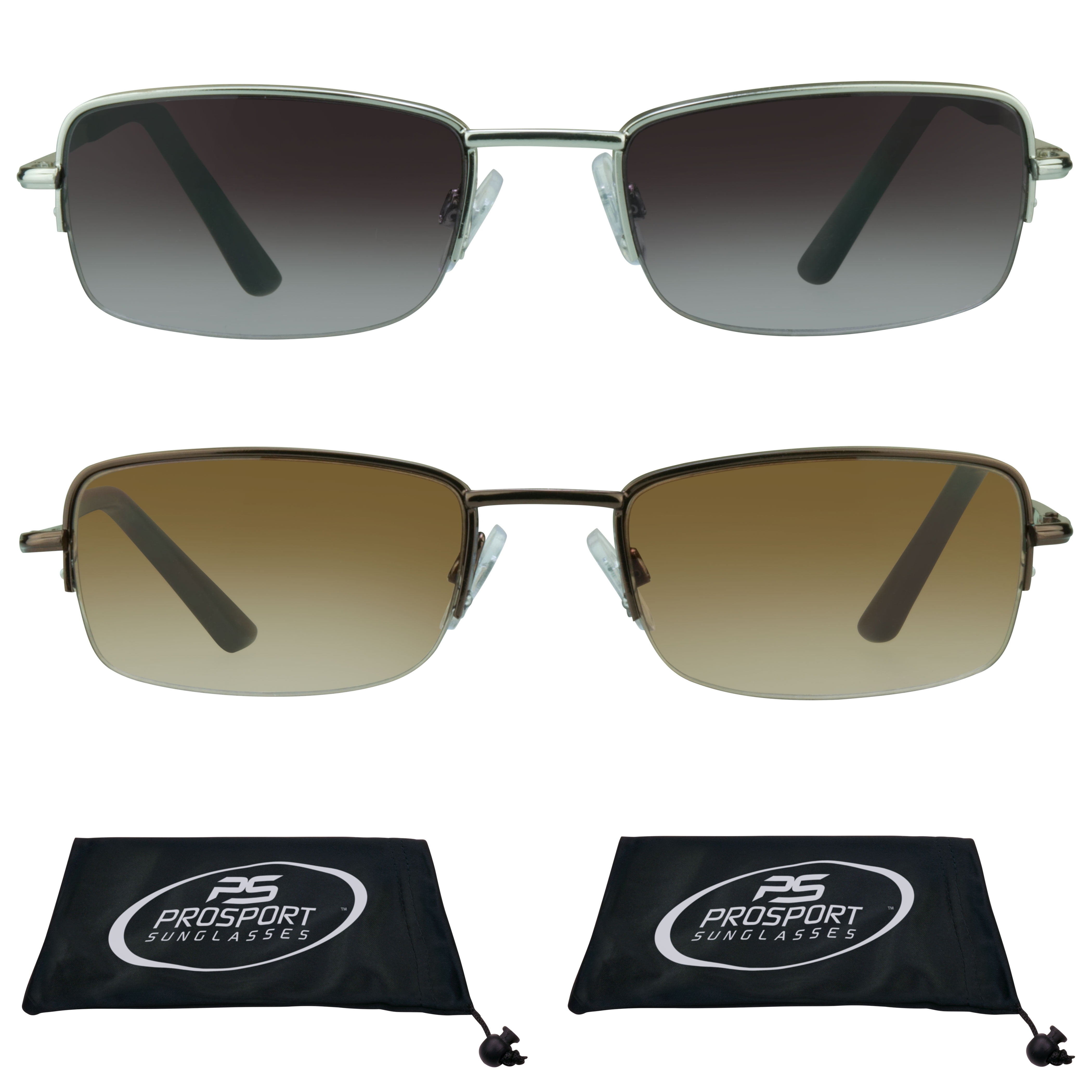 proSPORT Sun Reader Square Reading Sunglass Men Women Silver & Bronze ...