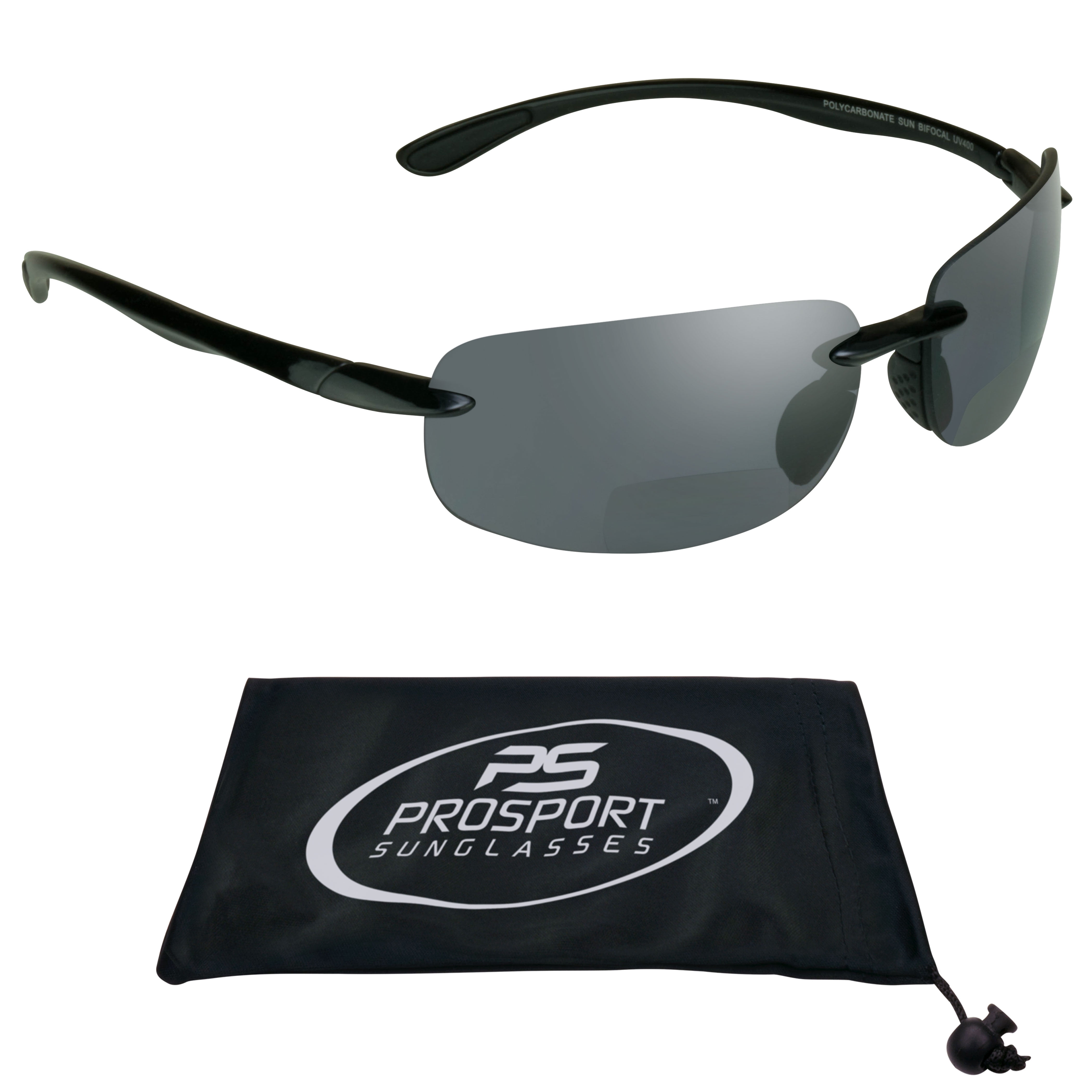 proSPORT Sunglasses POLARIZED Bifocal Rimless Sunglass Wrap Around Gray ...