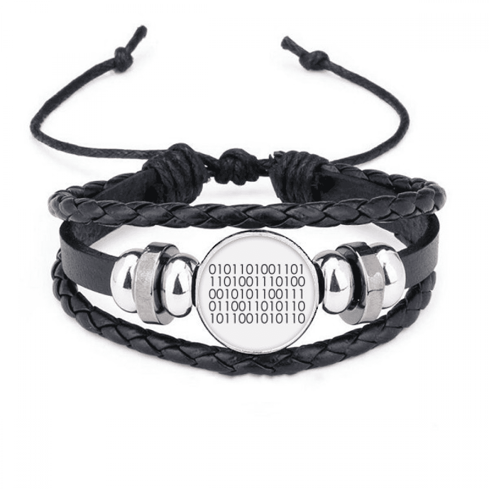 programmer binary system world bracelet braided leather woven wristband ...