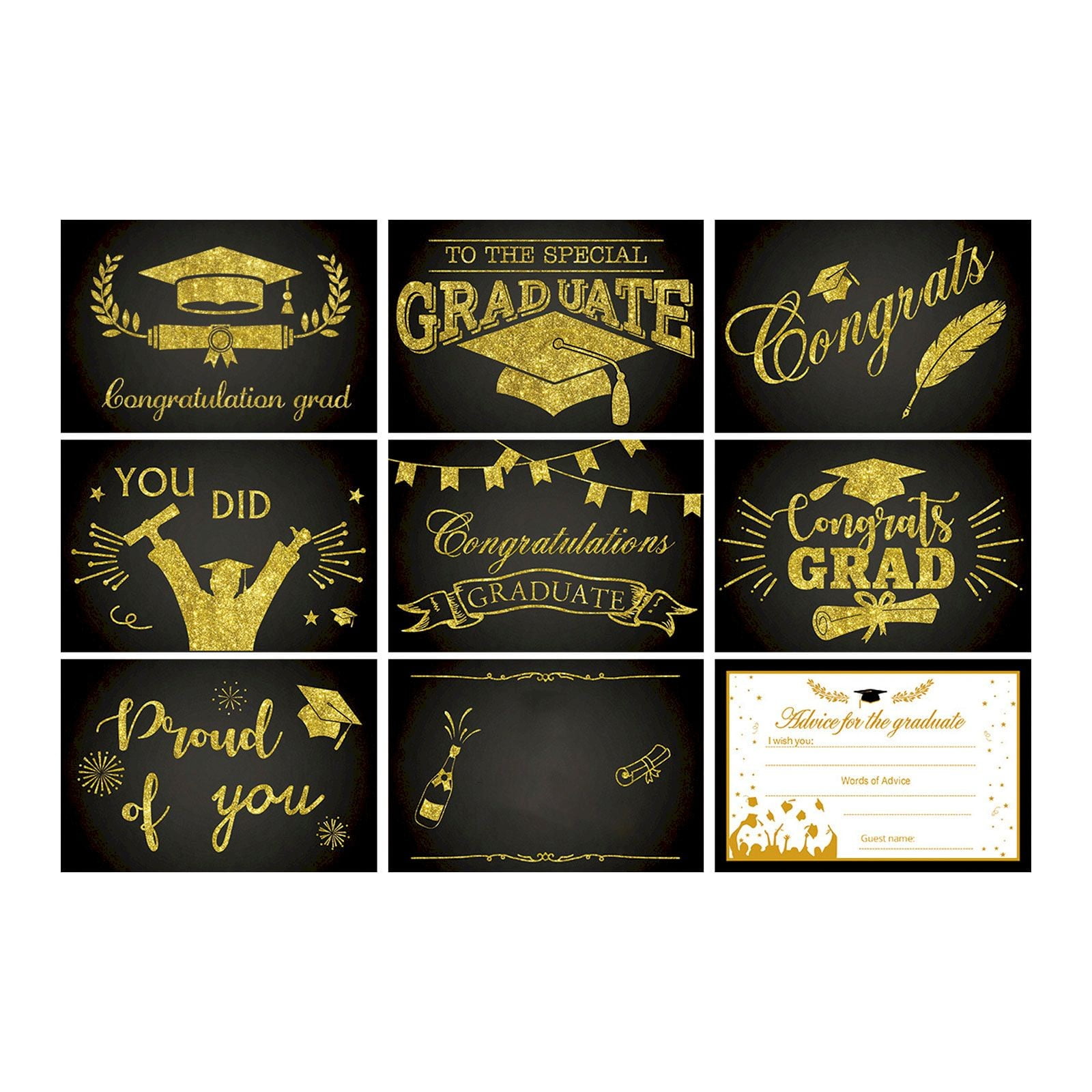 promotion! Graduation Advice Cards 2025 Pack Of 8 | Black And Gold ...