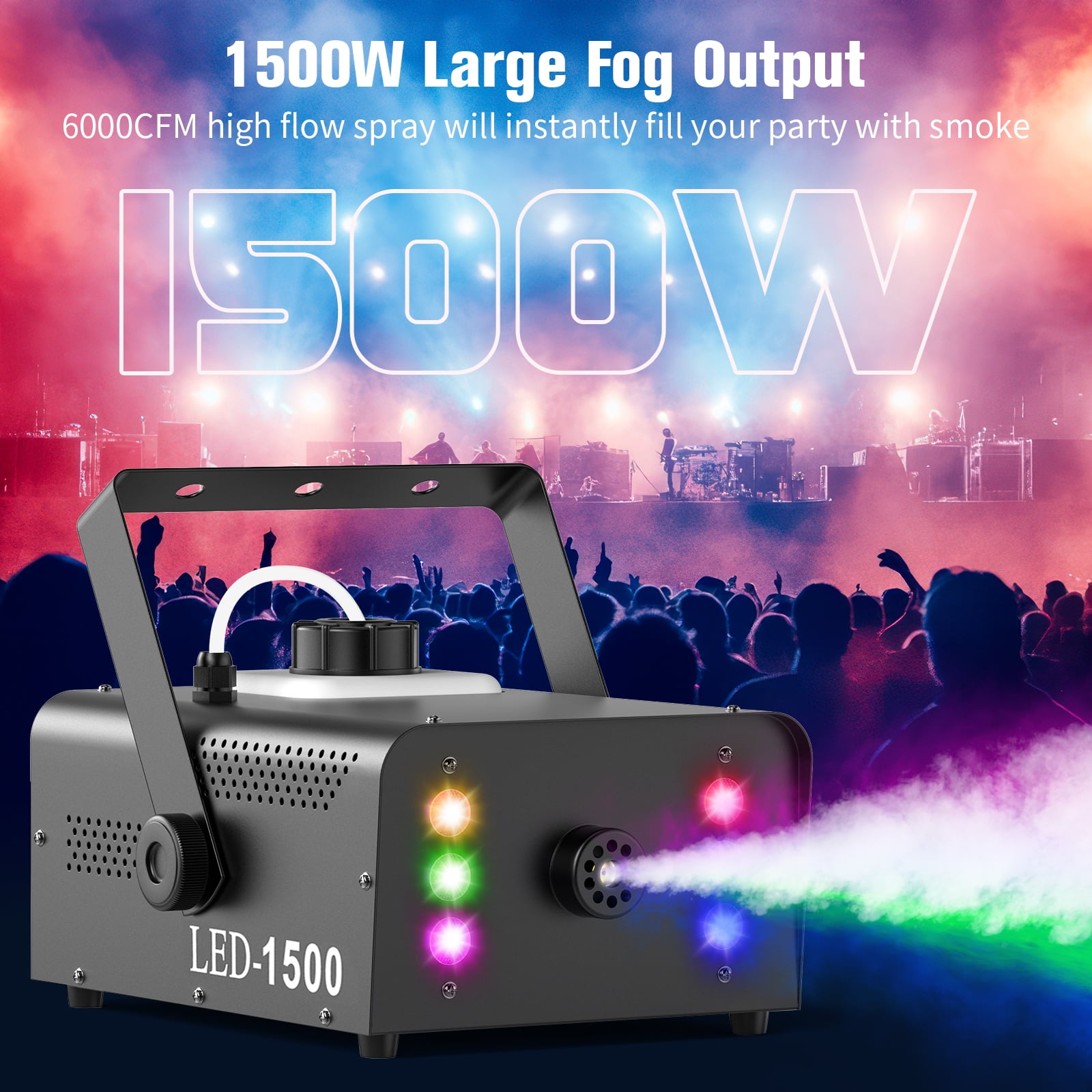 propulsion Life 1500W Fog Machine Fluid with 6PC EGB Lights with Remote ...