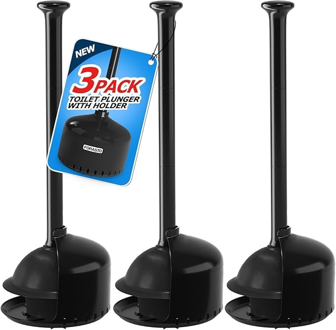 propuri 3Pack Toilet Plunger with Holder, Plungers for Bathroom with ...