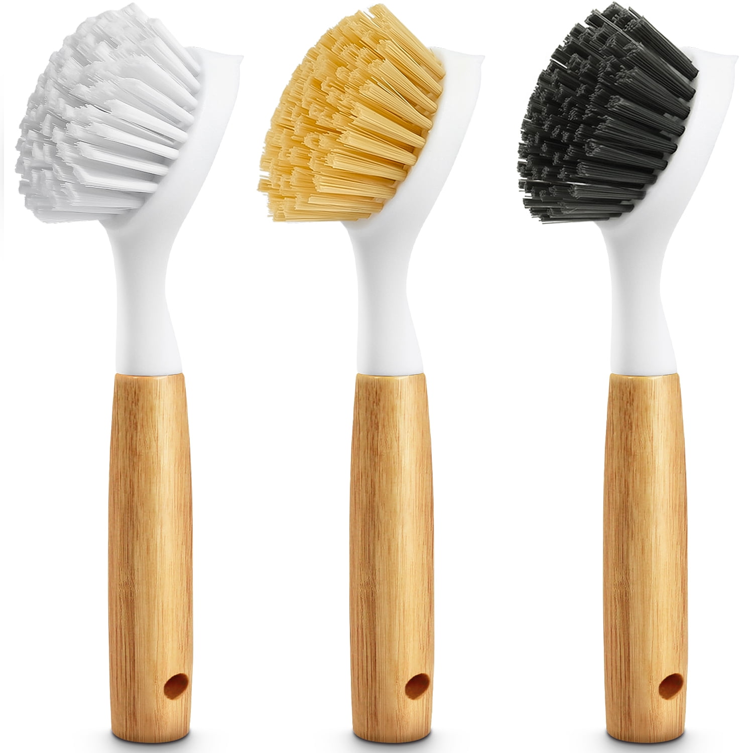 propuri Dish Brush Set with Bamboo Handle, Kitchen Scrub Brush,3 Pack ...