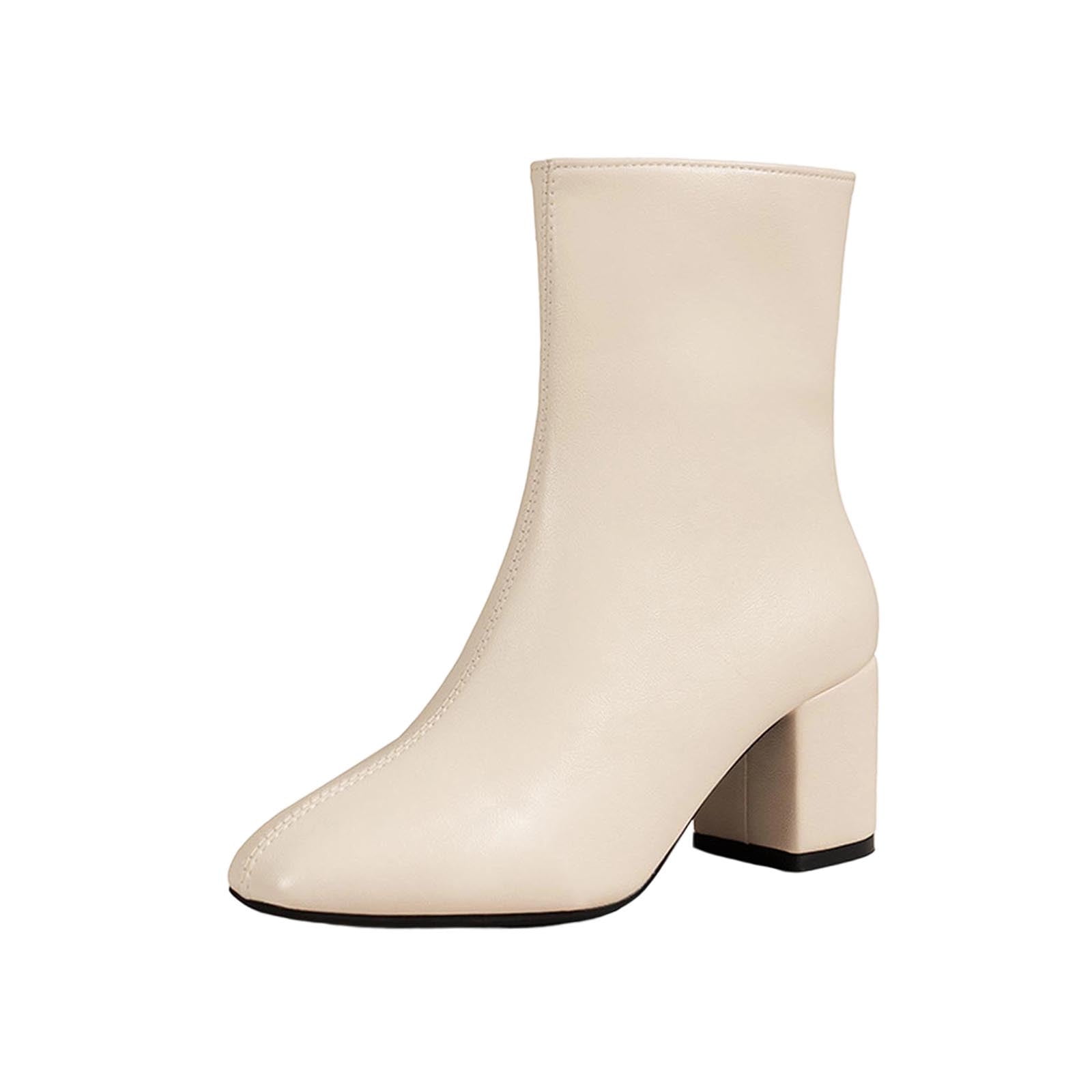 prrcolt Womens Ankle Boots Elegant Chunky Heel Side Zipper Booties with ...