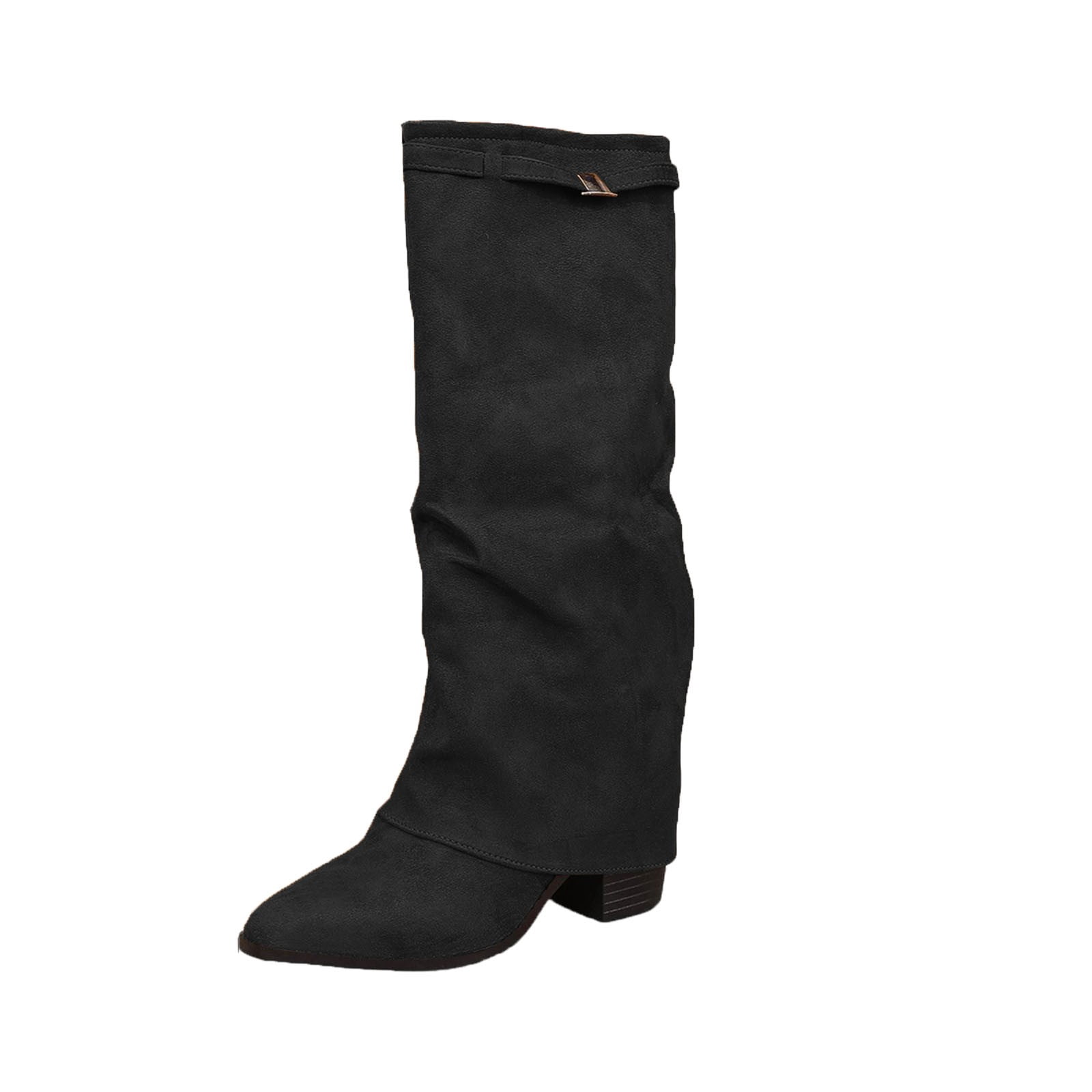 prrcolt Womens Knee High Boots Slouchy Fold Over Tall Boots with Hidden ...