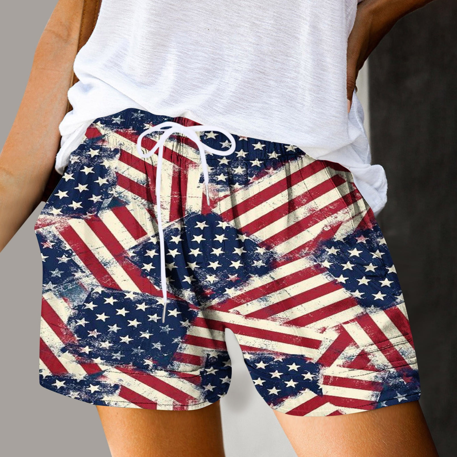 pstuiky American Flag Shorts Womens Shorts Fashion Rope Independence ...