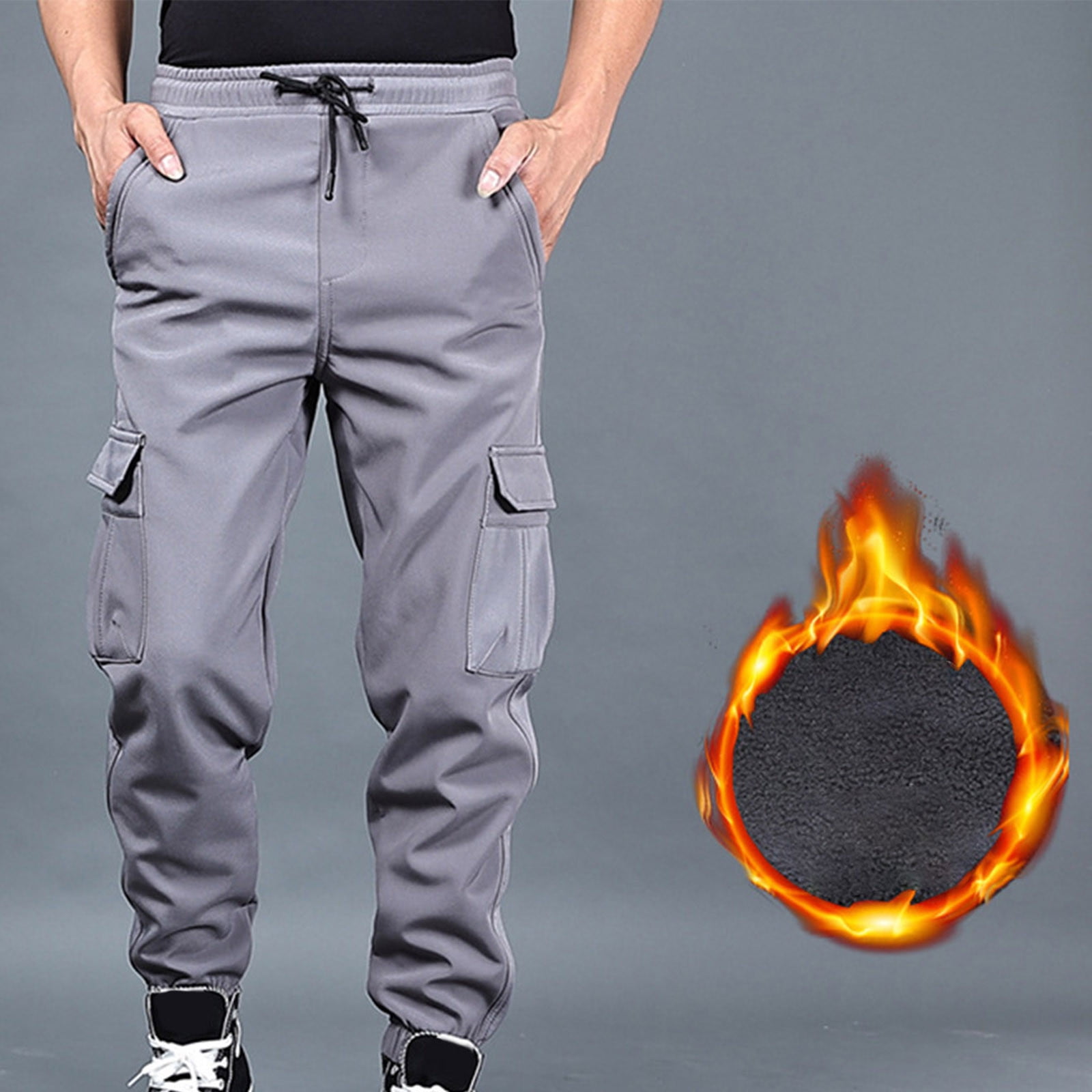 pstuiky Cargo Pants, Solid Color Leisure Active Fit Multiple Pockets ...