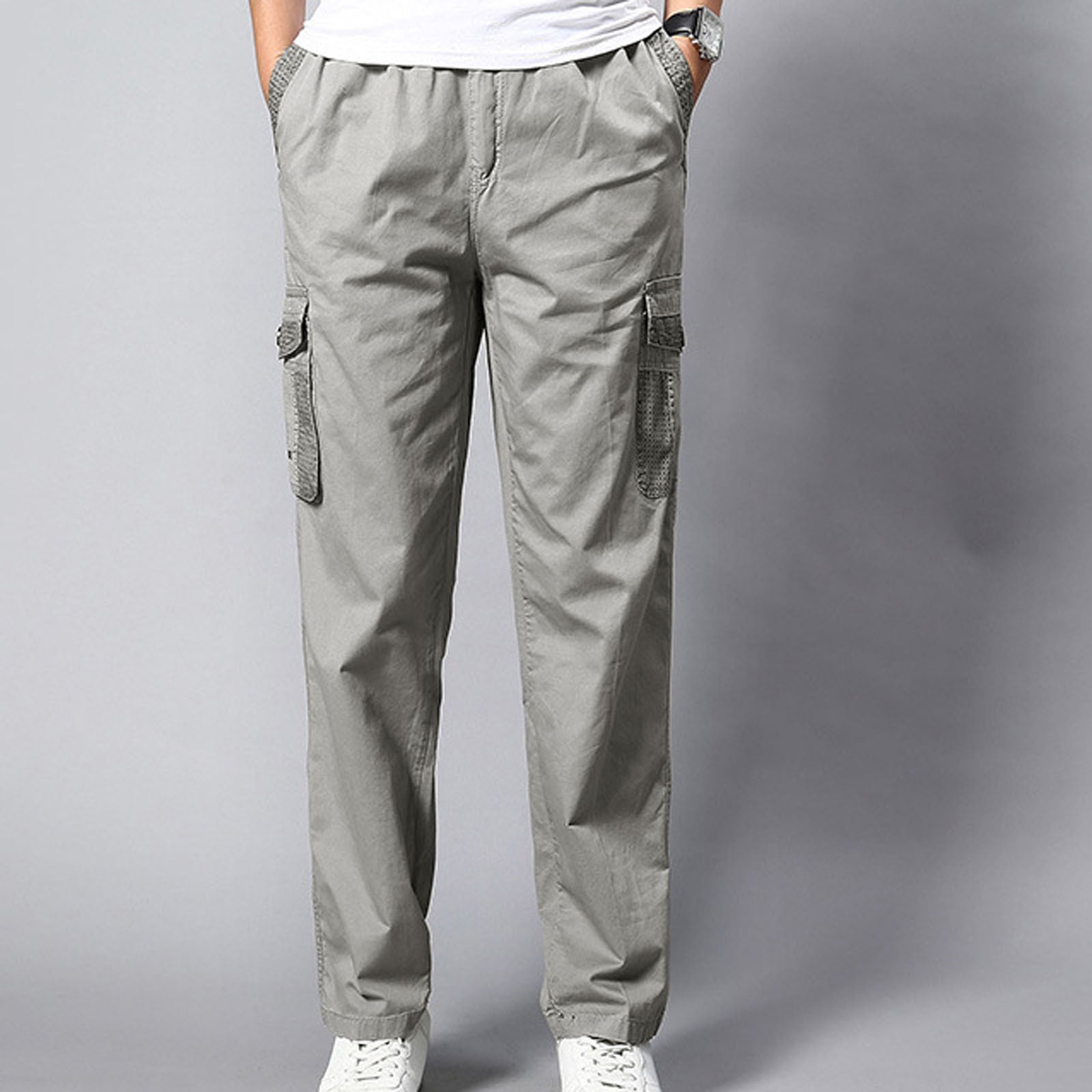 pstuiky Cargo Pants, Solid Color Straight Type Officewear Active Fit ...
