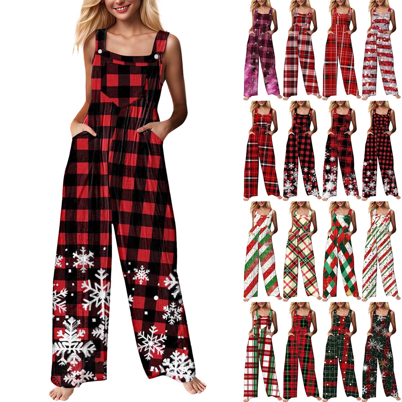 pstuiky Christmas Outfits for Women, Women Christmas Overalls Print ...