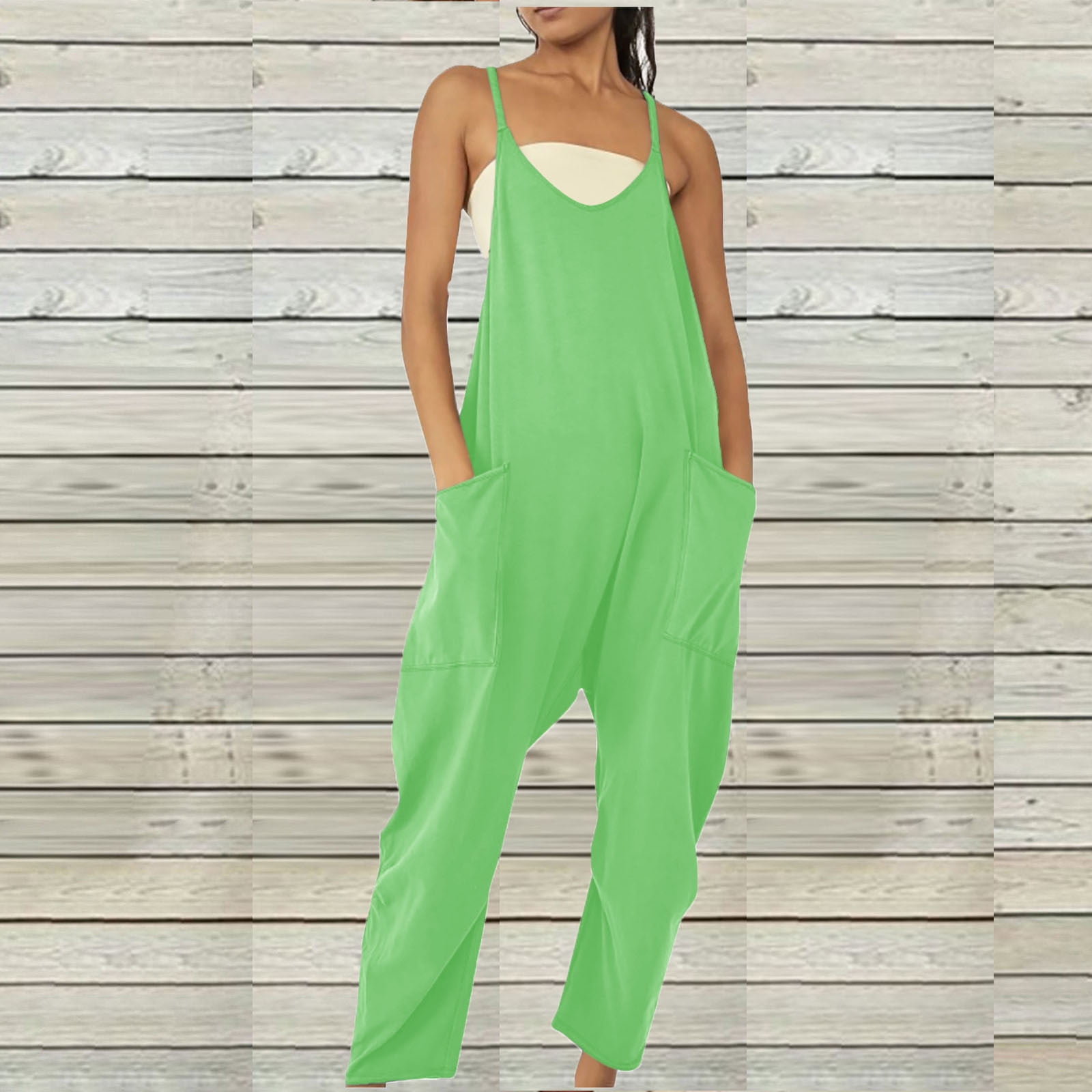 pstuiky Jumpsuits for Women, Womens Jumpsuit Solid Color V Neck ...