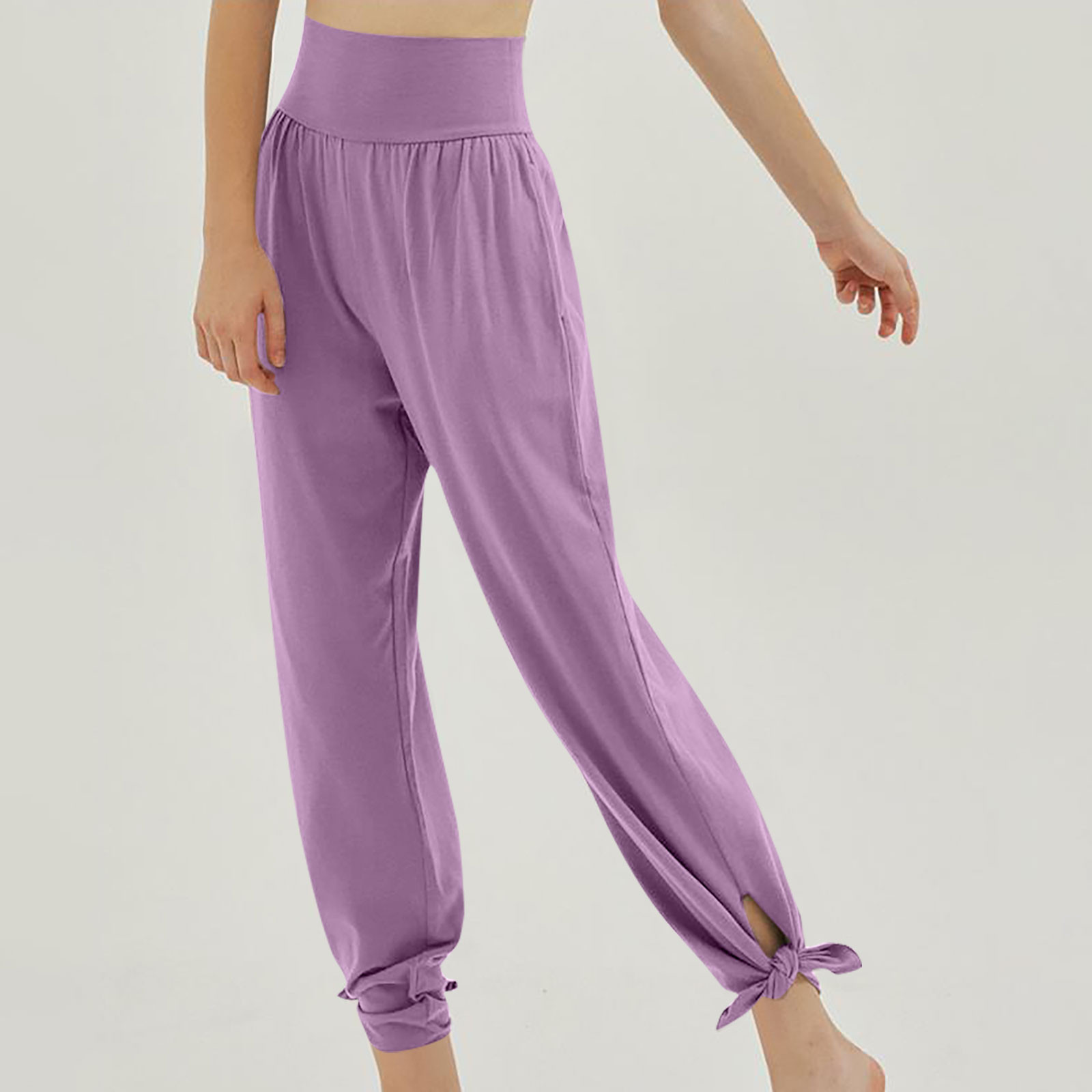 pstuiky Pants for Women, Women Solid Color High Waist Loose Fit Trendy ...