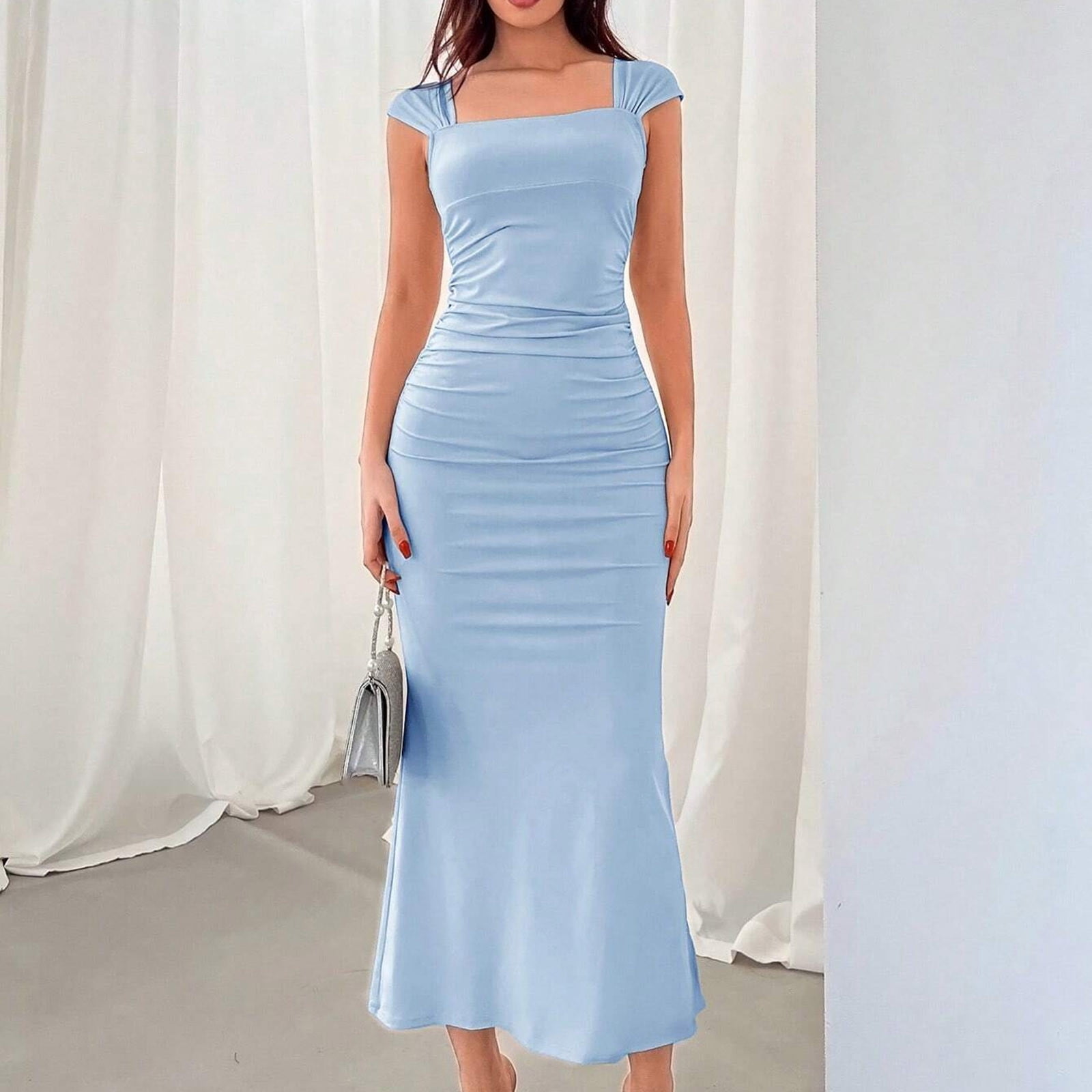 pstuiky Summer Dress, Solid Color Cocktail & Party Dresses Slim Hip ...