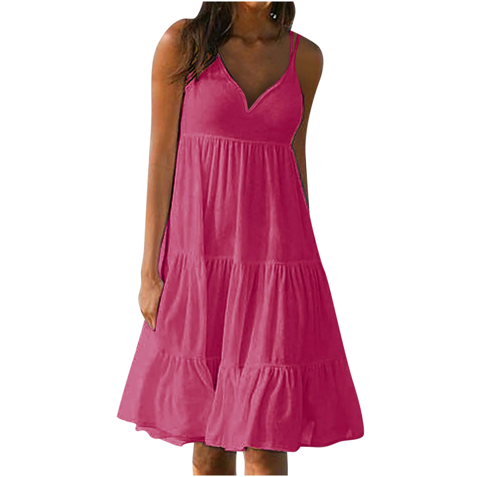 pstuiky Sun Dresses for Women , Womens Summer Sleeveless Crewneck Swing ...