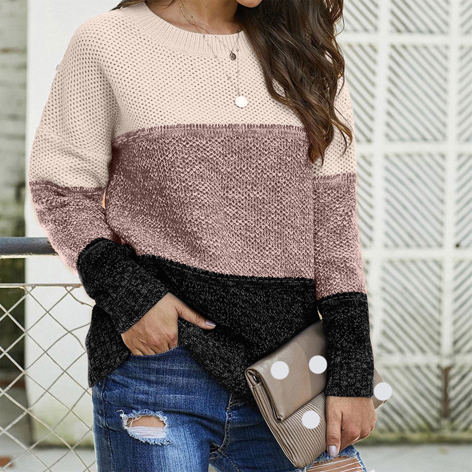 pstuiky Sweaters for Women, Women Printing Long Sleeve Crew Neck ...