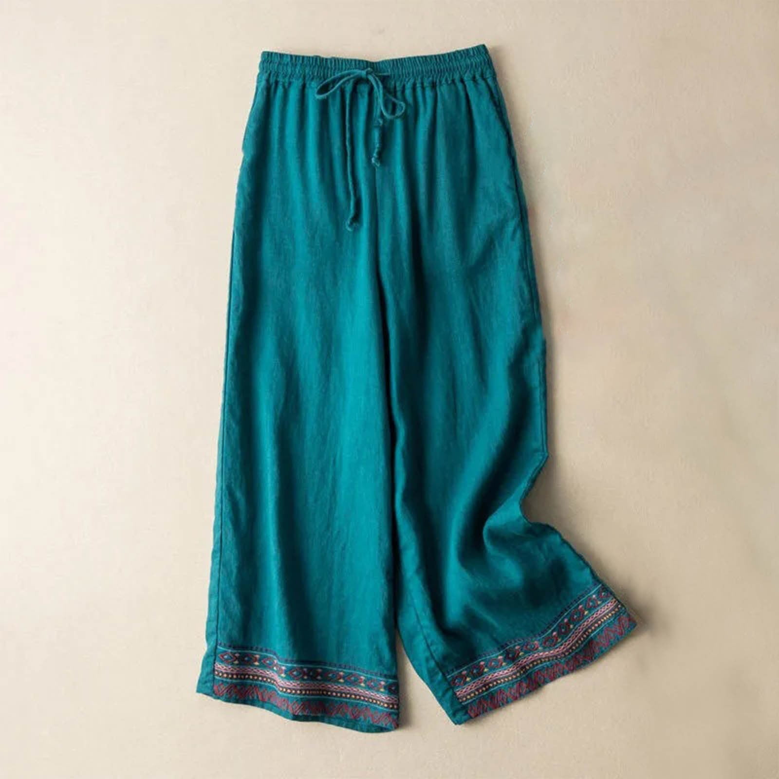 pstuiky Wide Leg Sweatpants, Cotton and Linen Solid Color Casual Long ...