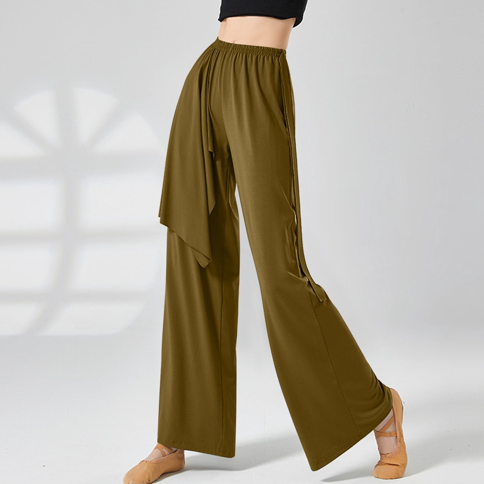 pstuiky Wide Leg Sweatpants, Women Solid Color Mid Waist Straight Leg ...