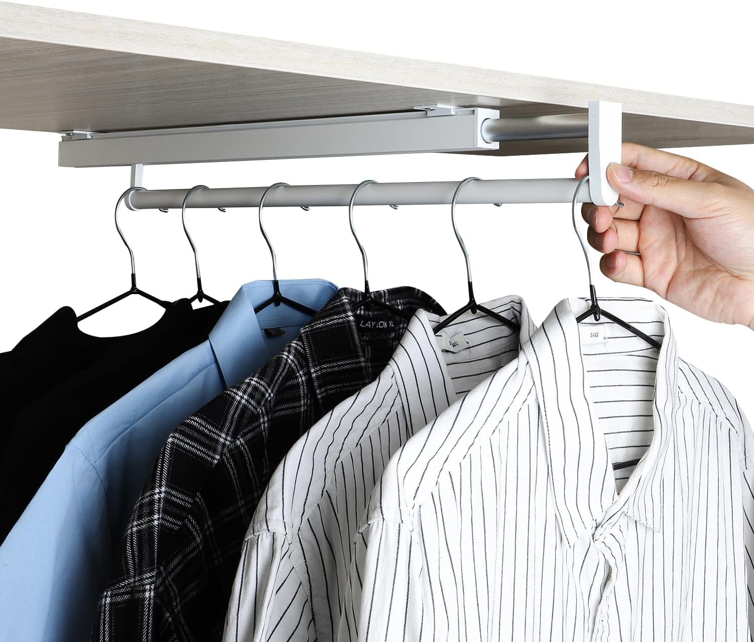 pull out closet rod pull out pants rack for closet white 17-3/8 inch ...