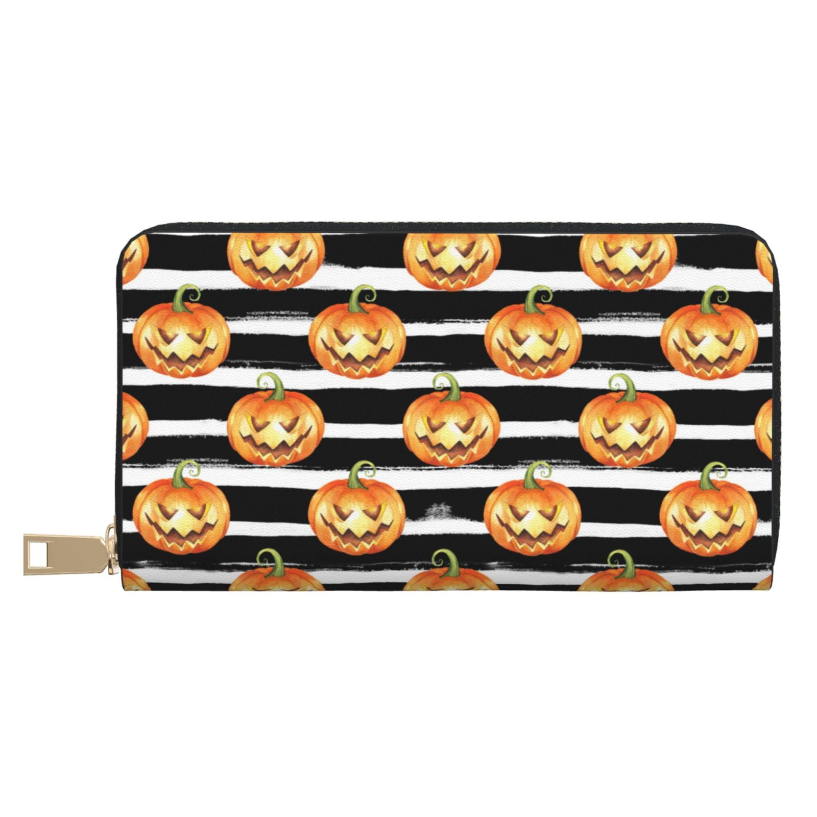 pumpkins halloween background Wallet Women, Leather Bifold Multi Card ...