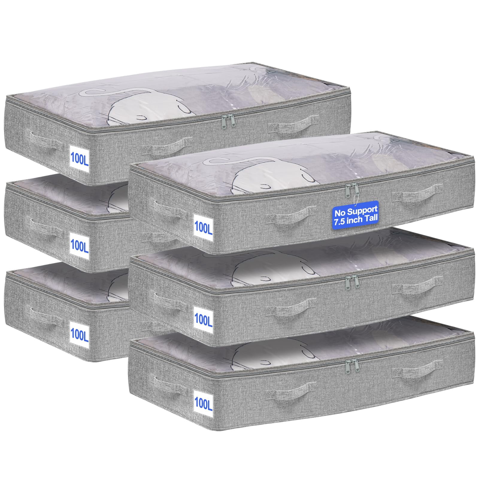 punemi 6-Pack Under Bed Storage Bags (No Support) - 100L Extra Large ...
