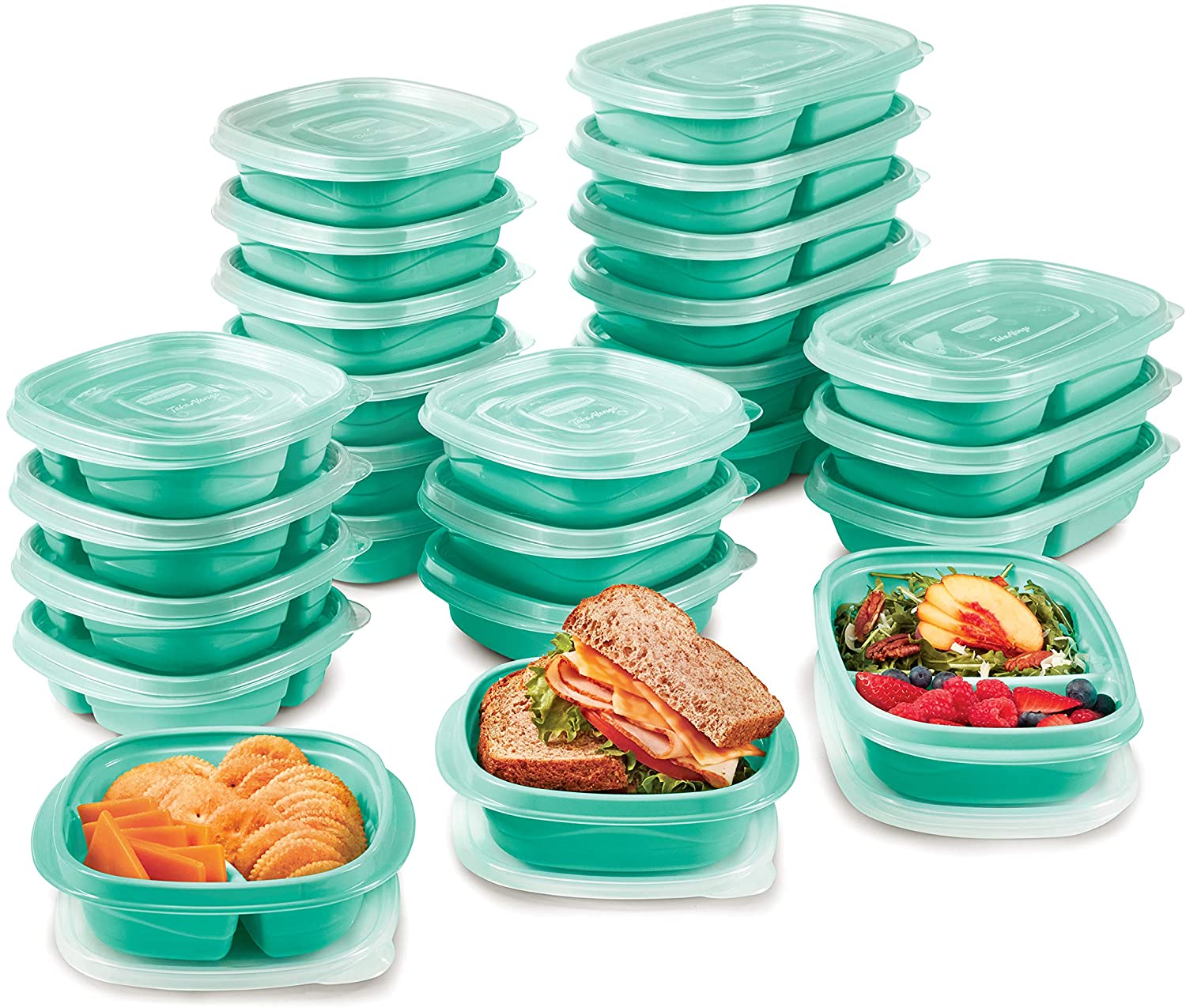 pupikeji 50-Piece Food Storage Containers Set with Lids, Teal Splash ...