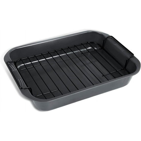pupikeji Bakeware Nonstick Roaster, Nonstick Roasting Pan with Rack ...