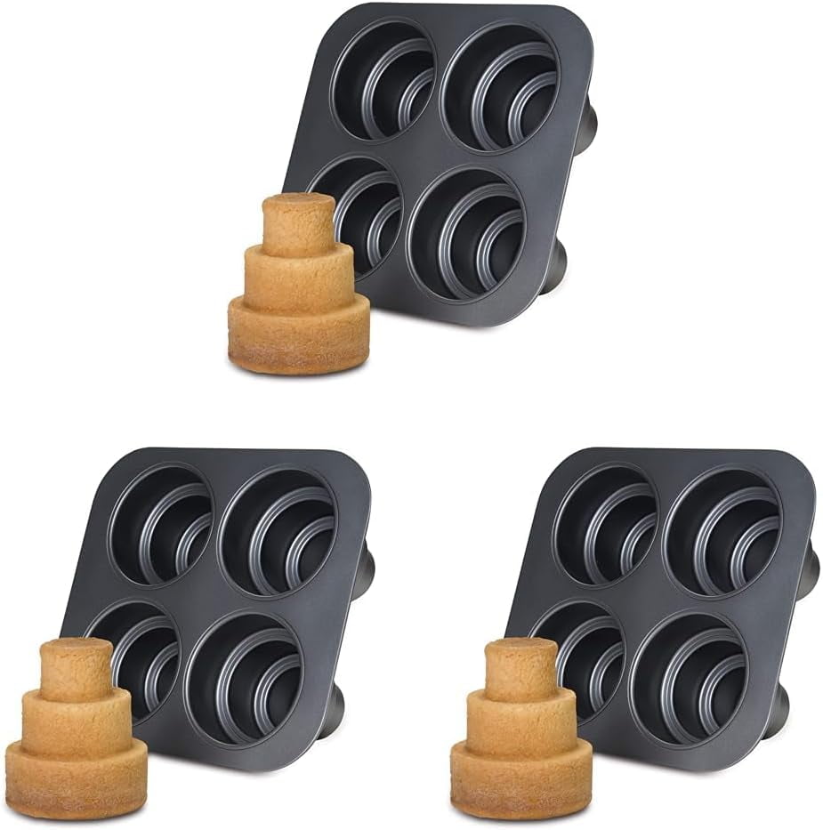 pupikeji Mini Multi-Tier Round Cake Pan, Makes 4 Individual 3-Tier ...