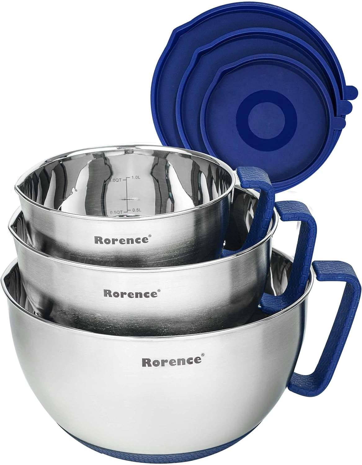 pupikeji Mixing Bowls Set: Stainless Steel Non-Slip Bowls with Pour ...
