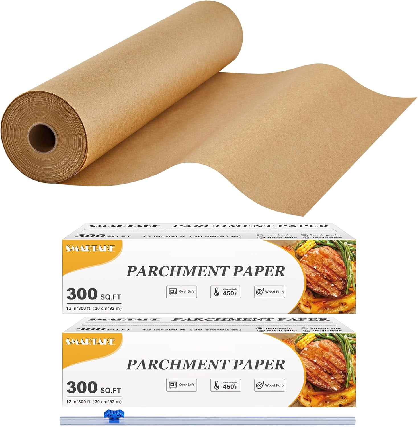 pupikeji Parchment Paper Roll for Baking, 2-Pack of 12 in x 300 ft, 600 ...