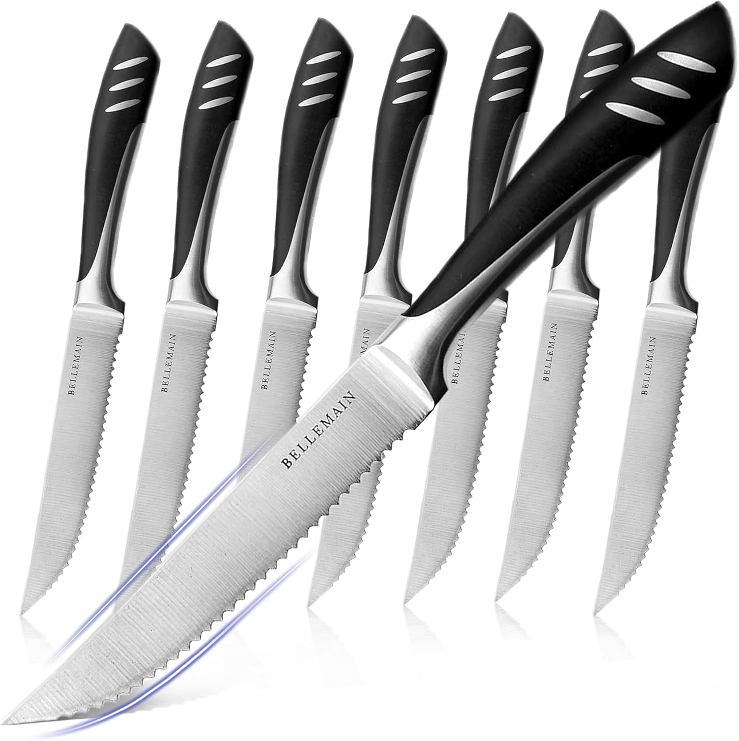 pupikeji Premium Steak Knives Set of 8, Kitchen Knife Sets with Steel ...