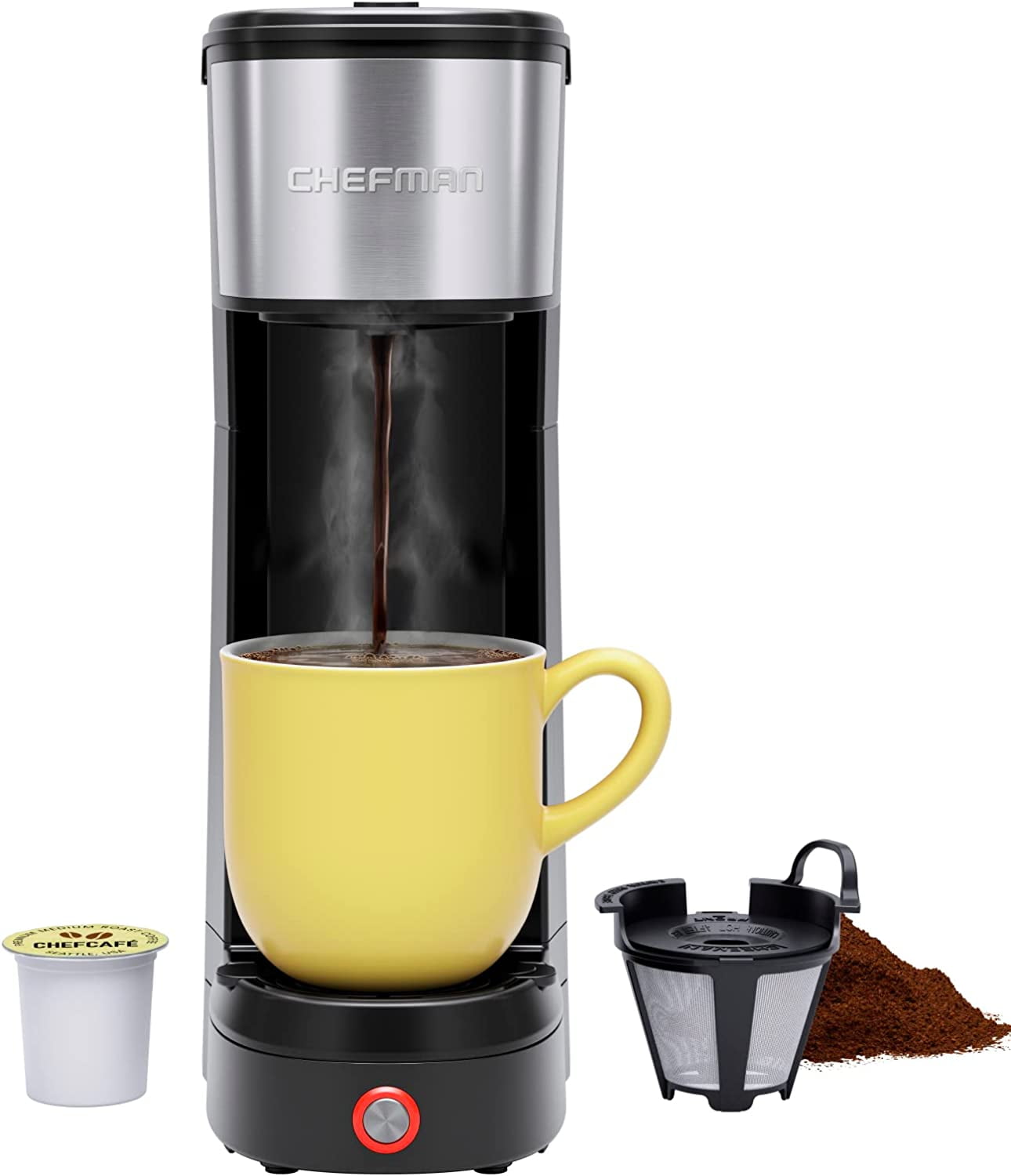 pupikeji Single Serve Coffee Maker: K-Cup & Ground Compatible, Single ...