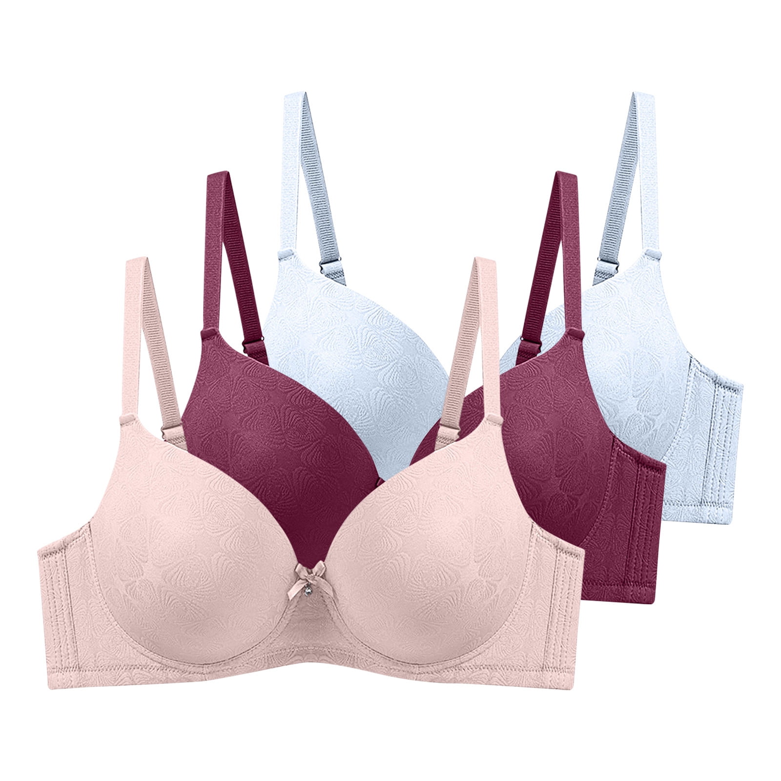 purcolt 3 Pack Underwire Bras for Women, Full-Coverage Wireless Push Up ...