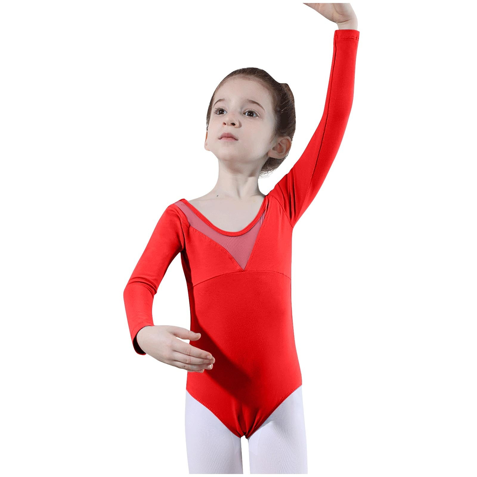 purcolt Girls Ballet Leotards Toddler Mesh Long Sleeve Dance Leotards ...