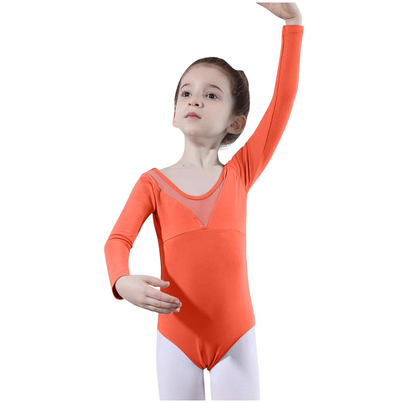 purcolt Girls Ballet Leotards Toddler Mesh Long Sleeve Dance Leotards ...