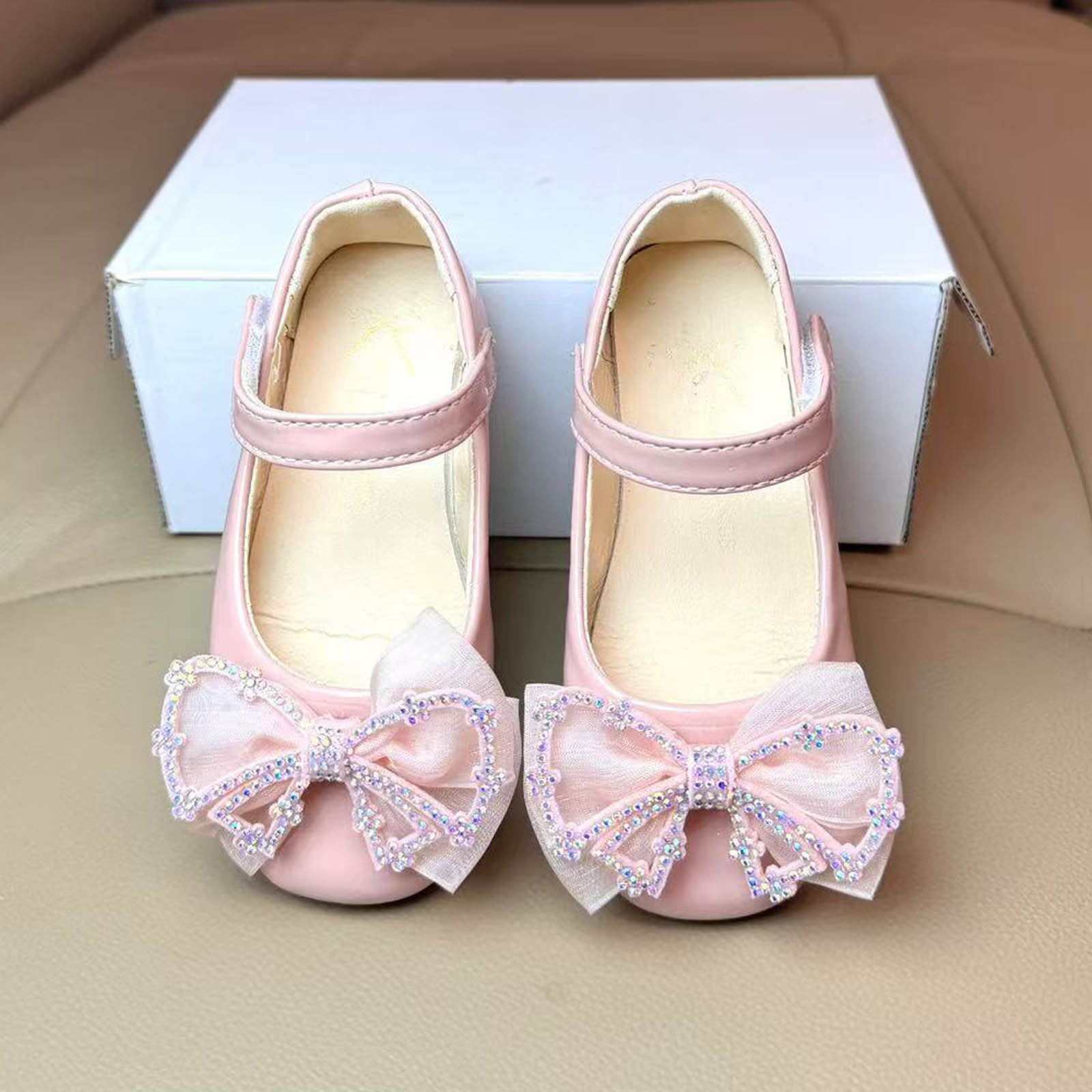 purcolt Girls Bow Dress Shoes Flower Girl Low Heels Mary Jane Flats ...