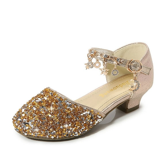 enyan Girls High Heels Sequins Dress Sandals Princess Dress Shoes ...