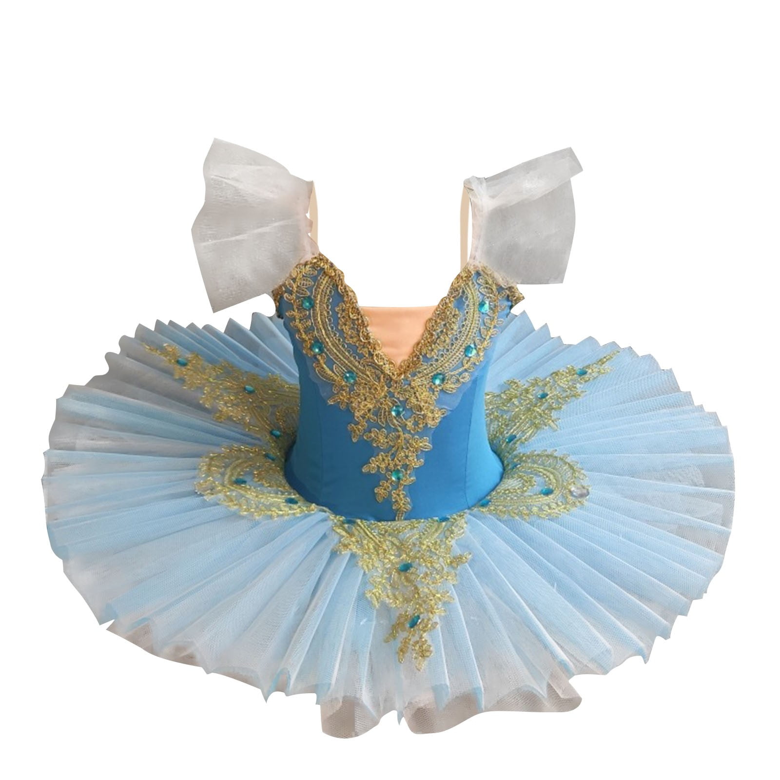 purcolt Girls Skirted Ballet Performance Ballet Leotards Embroidery ...