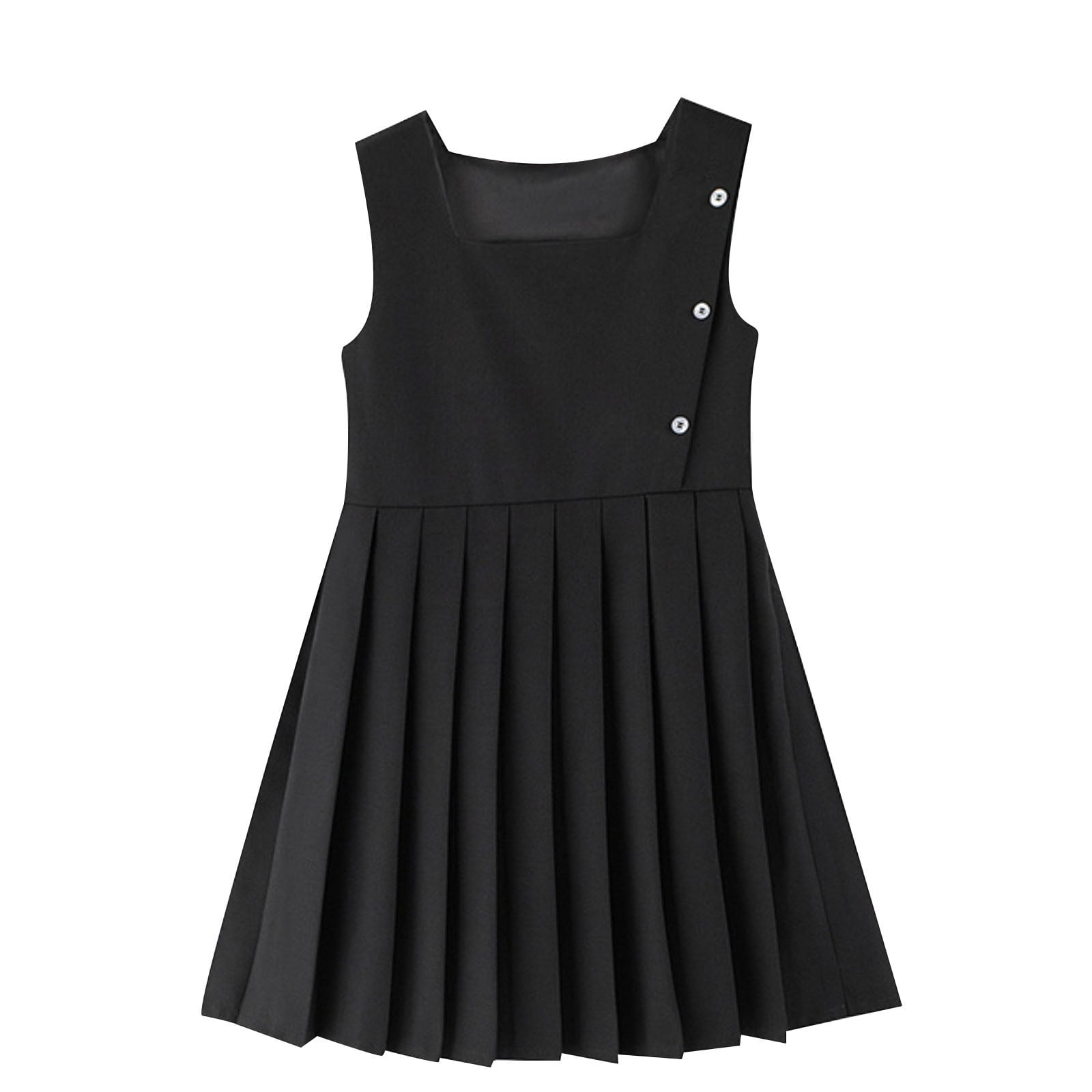 purcolt Girls School Uniform Sleeveless Square Collor Dress A-line ...