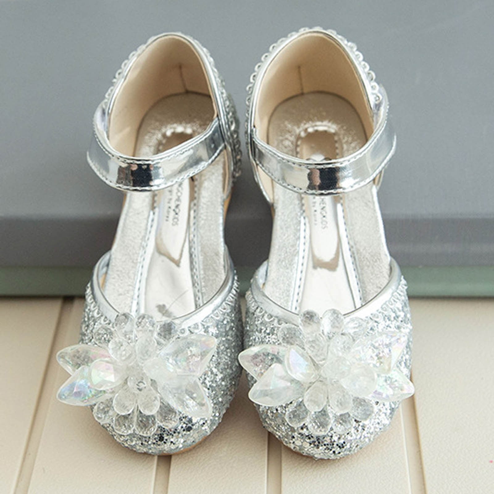 purcolt Girls Sparkly Glitter Dress Shoes Mary Jane Shoes Flower Girl ...