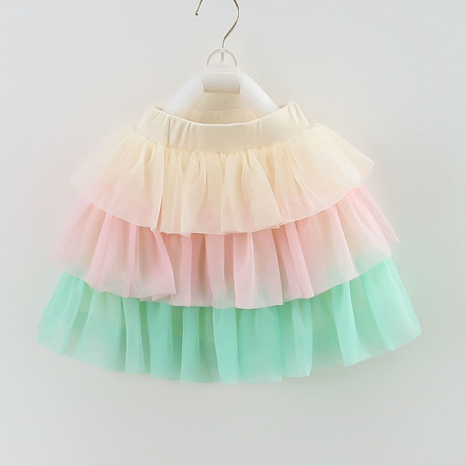 purcolt Girls' Tulle Mesh Short Tutu A-line Skirts Casual Elastic High Waist Color Matching ...