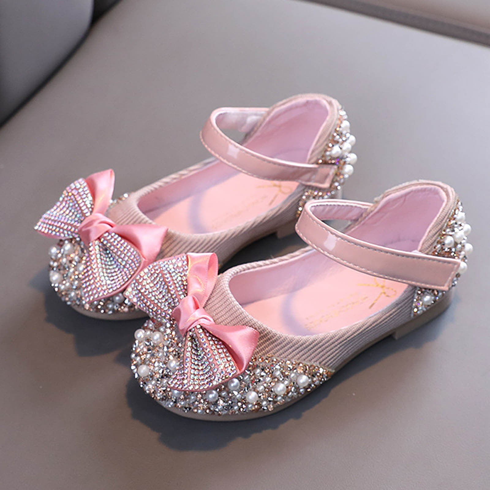 purcolt Little Girls Bow Dress Shoes Flower Girl Flats Mary Jane Low ...