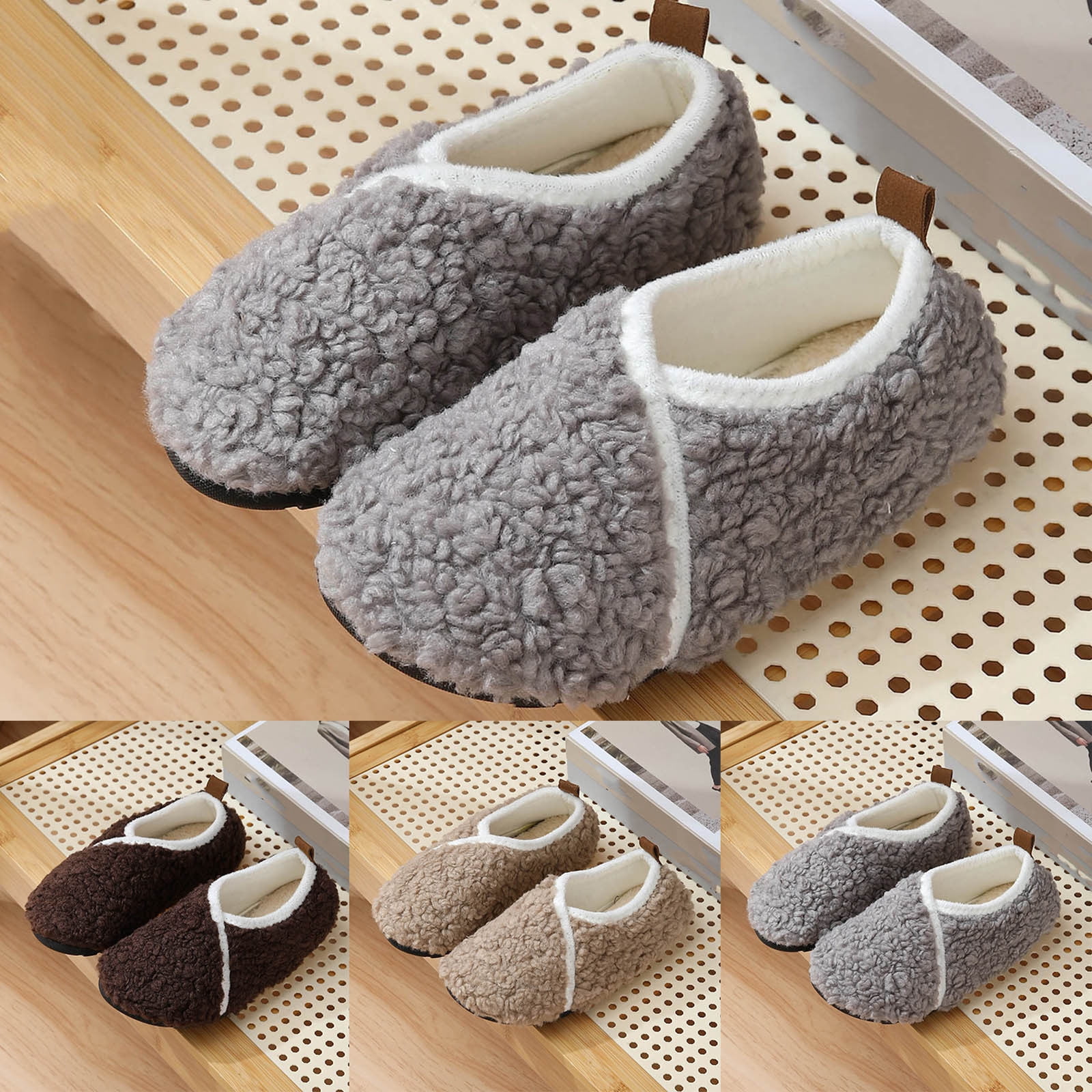 purcolt Men's Fuzzy Slippers Cozy Comfy Slip-on Slippers Indoor Outdoor ...
