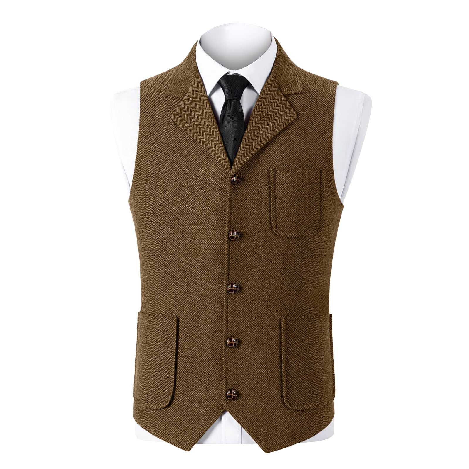 purcolt Men's Herringbone Tweed Suit Vests Slim Fit Waistcoat Casual ...