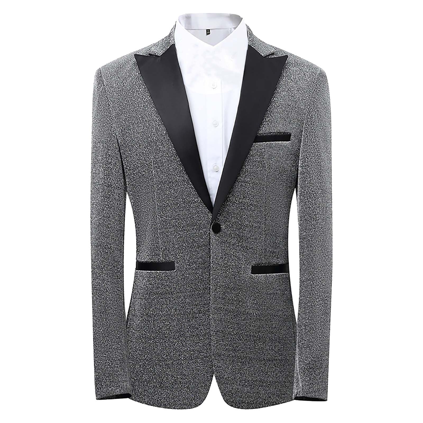 purcolt Men's Tuxedo Jacket Slim Fit Shawl Lapel Blazer One Button Suit ...